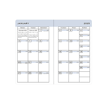 2025 Blue Sky Monthly Planning Calendar 3 58 x 6 18 Black Matte January ...
