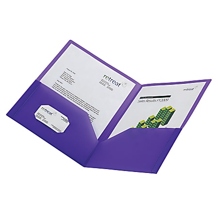 Office Depot Brand School Grade 2 Pocket Poly Folder Letter Size Purple ...