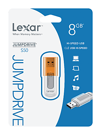 Lexar JumpDrive S50 USB 2.0 Flash Drive 8GB Orange - Office Depot
