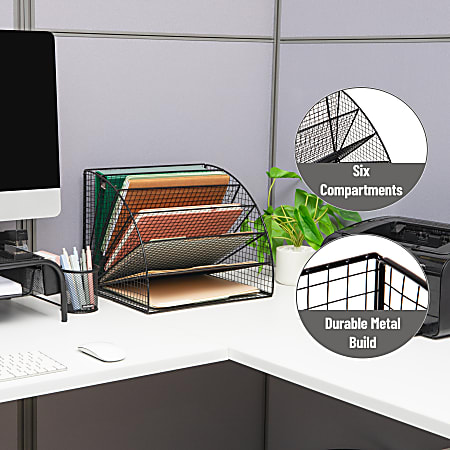 Mind Reader 6 Tier Fan Shaped Desktop File Organizer 11 14 H x 11 14 W ...