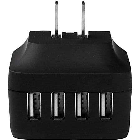 StarTech.com Travel USB Wall Charger 4 Port Black Universal Travel ...