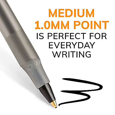 BIC Round Stic Ballpoint Pens Medium Point 1.0 mm Translucent Barrel ...