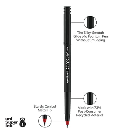 uni ball Onyx Rollerball Pens Micro Point 0.5 mm Black Barrel Red Ink ...