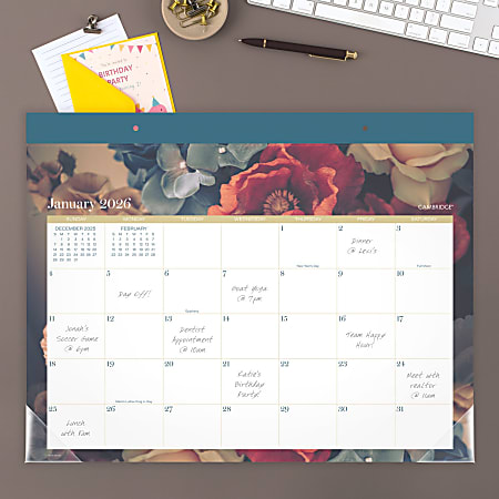 Cambridge Midnight Garden 2026 Monthly Desk Pad Calendar Standard 21 34 ...