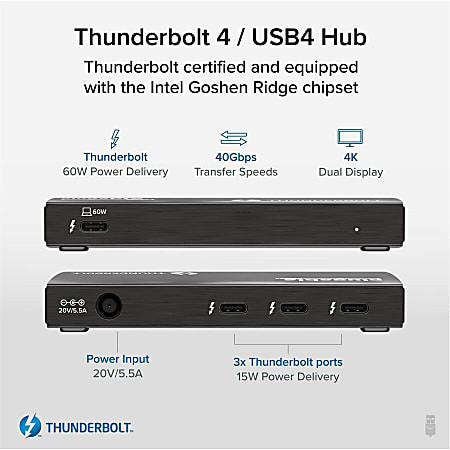 Plugable Thunderbolt 4 Hub 4 in 1 Pure USB C Design Includes USB C to ...
