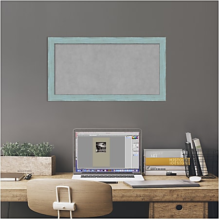 Amanti Art Magnetic Bulletin Board SteelAluminum 26 x 14 Sky Blue ...