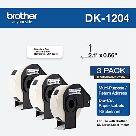 Brother Genuine DK 12043PK Multipurpose Paper Label Rolls 2 18 x 1116 ...