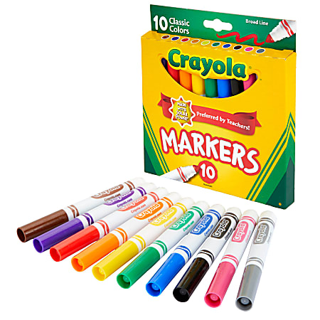 Crayola Broad Line Markers Pack Of 6 Boxes Broad Tips Classic Colors 10 ...