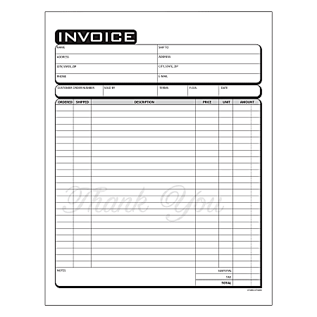 COSCO Invoice Form Book With Slip 3 Part Carbonless 8 12 x 11 Business ...