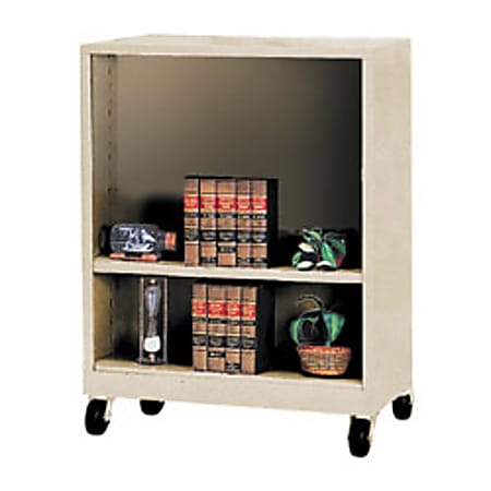 Atlantic Metal Industries Mobile Steel Bookcase 2 Shelves Putty ...