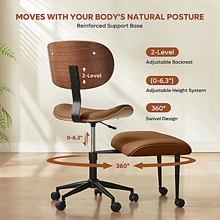 Bestier Ergonomic Faux Leather Mid Back Cross Legged Office Task Chair ...