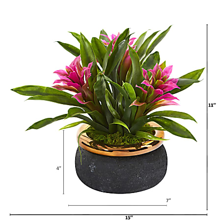 Nearly Natural Bromeliad 11 H Artificial Plant With Stoneware Planter ...