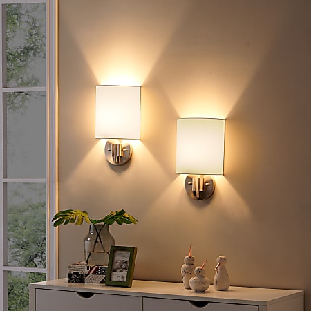 Southern Enterprises Winton Indoor Wall Sconces 9 W White ShadeBrushed ...