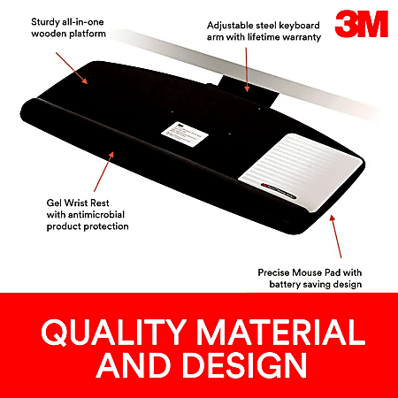 3M AKT90LE Adjustable Keyboard Tray BlackCharcoal - Office Depot