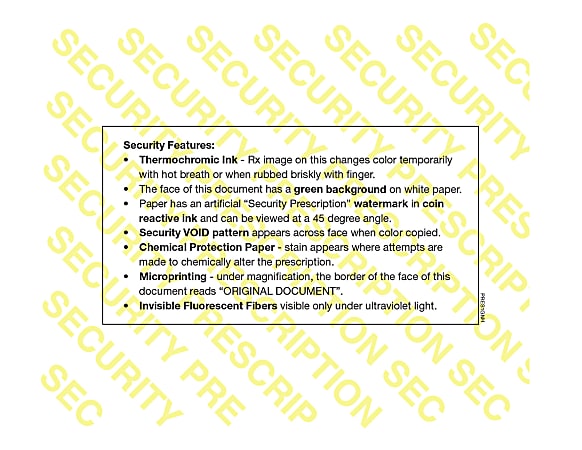 Custom Standard Security RX Prescription Pads Horizontal Format With ...