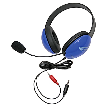 Califone Blue Stereo Headphone w Mic Dual 3.5mm Plug Via Ergoguys ...
