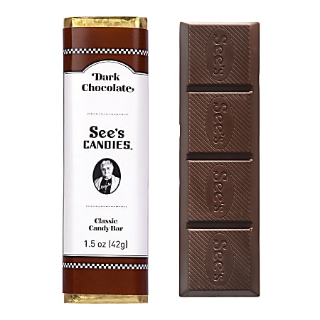 Sees Candies Dark Chocolate Bars 1.5 Oz Pack Of 24 Bars - Office Depot
