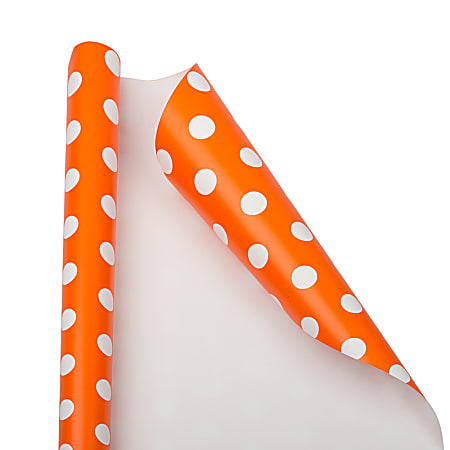 JAM Paper Wrapping Paper Polka Dot 25 Sq Ft Orange White - Office Depot