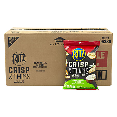 Ritz Crisps, Sour Cream & Onion, 1.75 Oz, Pack Of 12 Bags