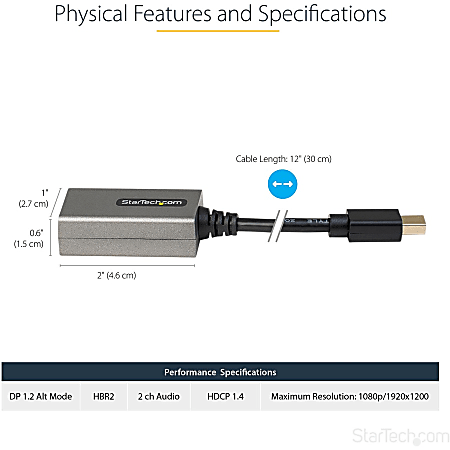 StarTech.com Mini DisplayPort to HDMI Adapter mDP to HDMI Adapter ...