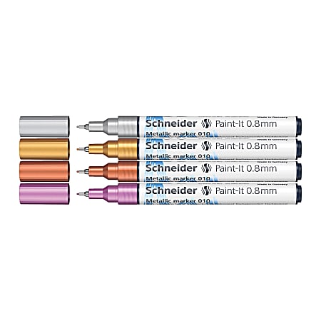 Schneider Paint It 010 Metallic Markers 0.8 mm Fine Tip Assorted Ink ...