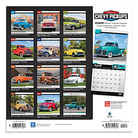 Brown Trout Monthly Wall Calendar Chevy Pickups 24 x 12 January To ...