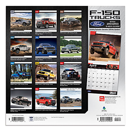 Brown Trout Monthly Wall Calendar Ford Trucks 24 x 12 January To ...