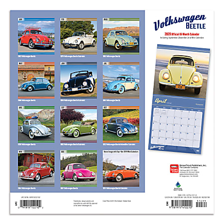 Brown Trout Monthly Wall Calendar Volkswagen Beetle 24 x 12 January To ...