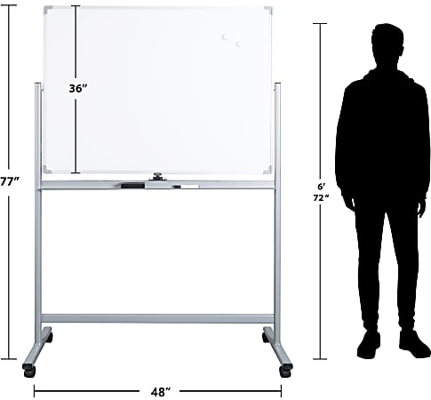 WorkPro Double Sided Mobile Magnetic Dry Erase Whiteboard Easel 36 x 48 ...