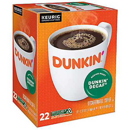 Dunkin Donuts Decaf Keurig Single Serve K Cup Pods Medium Roast 22 Pods ...