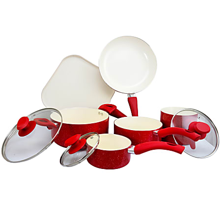 Oster Cookware Set Cocina San Jacinto 9 Piece Red - Office Depot