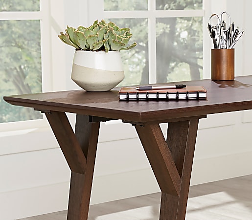 Realspace Trezza 62 W L Shaped Computer Desk Warm Walnut - Office Depot