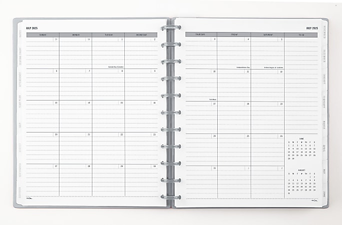 2025 2026 TUL Discbound Monthly Teacher Planner Letter Size Gray July ...