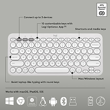 Logitech Pebble 2 Combo Wireless Keyboard And Mouse Tonal White ...