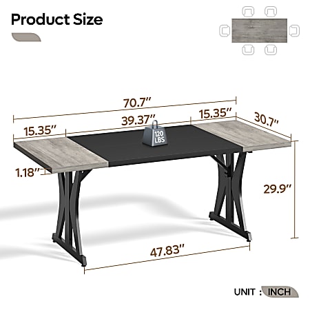 Bestier 71 W Computer Desk With X Shaped Metal Legs Wash Gray - Office ...