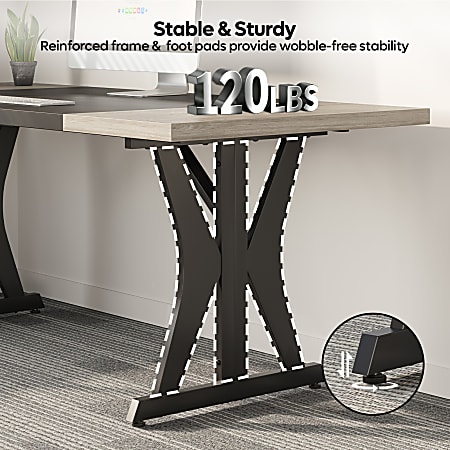 Bestier 71 W Computer Desk With X Shaped Metal Legs Wash Gray - Office ...