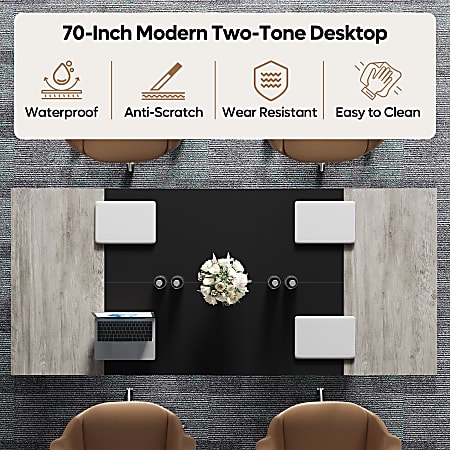 Bestier 71 W Computer Desk With X Shaped Metal Legs Wash Gray - Office ...
