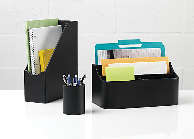 Realspace Black Faux Leather Magazine File - Office Depot