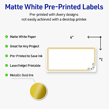 Avery Printable Labels Sure Feed S00 DMZ PRWMP10 2 x 4 Matte White ...