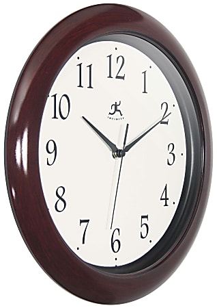 Infinity Instruments Mahogany Look Round Wall Clock 13 Brown - Office Depot