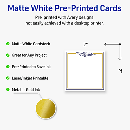 Avery Printable Cards With Sure Feed Technology 2 x 2 Matte White With ...