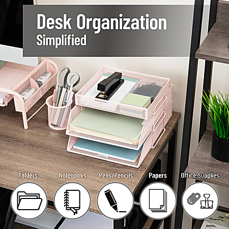 Mind Reader 2 Tier Paper Tray With Top Supply Compartment 6 34 H x 13 ...