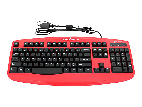 Seal Shield Silver Storm Washable Wired Keyboard Red STK503 - Office Depot