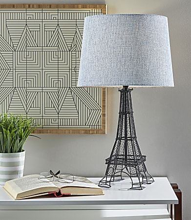 Adesso Simplee Eiffel Tower Table Lamp 26 12 H Light Blue ShadeBlack ...