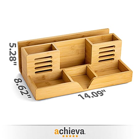 Officemate Bamboo Desk Organizer 5 316 H x 14 18 W x 8 58 D Brown ...