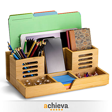 Officemate Bamboo Desk Organizer 5 316 H x 14 18 W x 8 58 D Brown ...