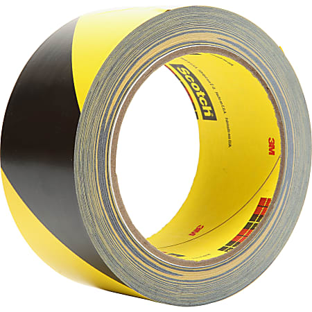 3M Diagonal Stripe Safety Tape 36 yd x 2 Black Yellow Vinyl 5.40 mil Rubber Resin Backing ...