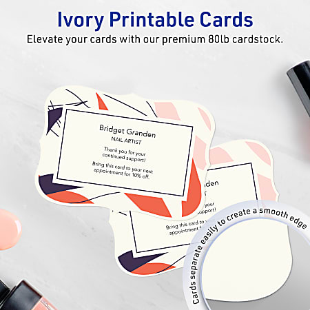Avery Printable Invitation Cards 5 x 7 Rectangle Flourished Edge Matte ...