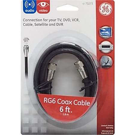 GE Coaxial Cable 6 Black RG6 - Office Depot