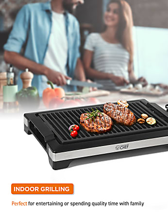 Commercial Chef Indoor Electric Grill 3 H x 17 12 W x 12 14 D Black ...
